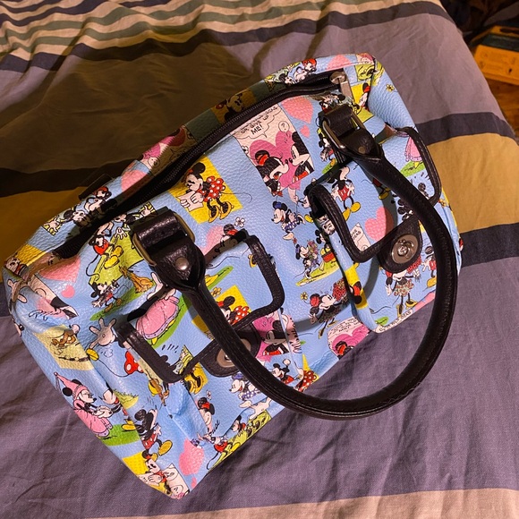 Disney | Bags | Disney Blue And Black Satchel With Playful Cartoon ...